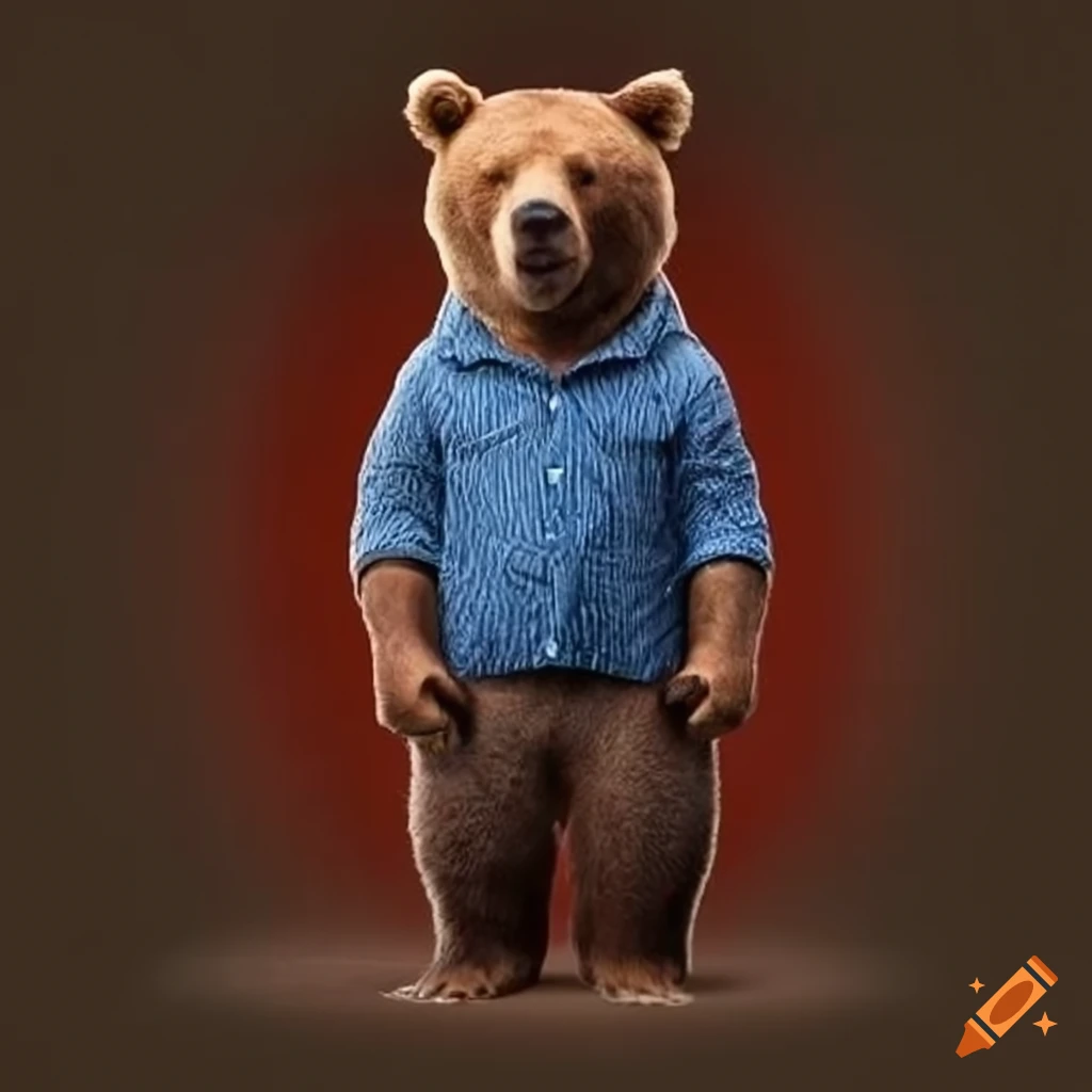 Bear wearing blue shirt and red pants on Craiyon