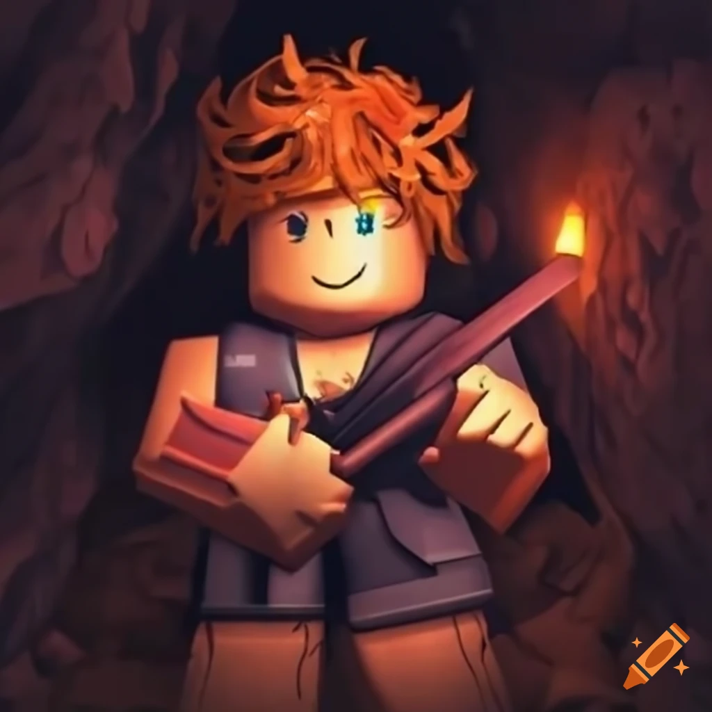 Roblox thumbnail featuring anime cave exploration on Craiyon