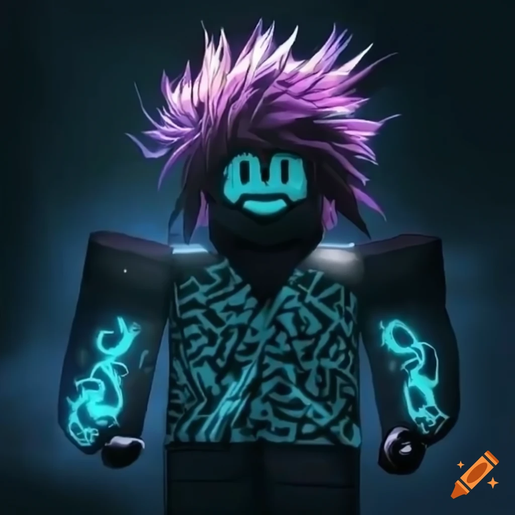 Roblox thumbnail of caving fighting anime on Craiyon