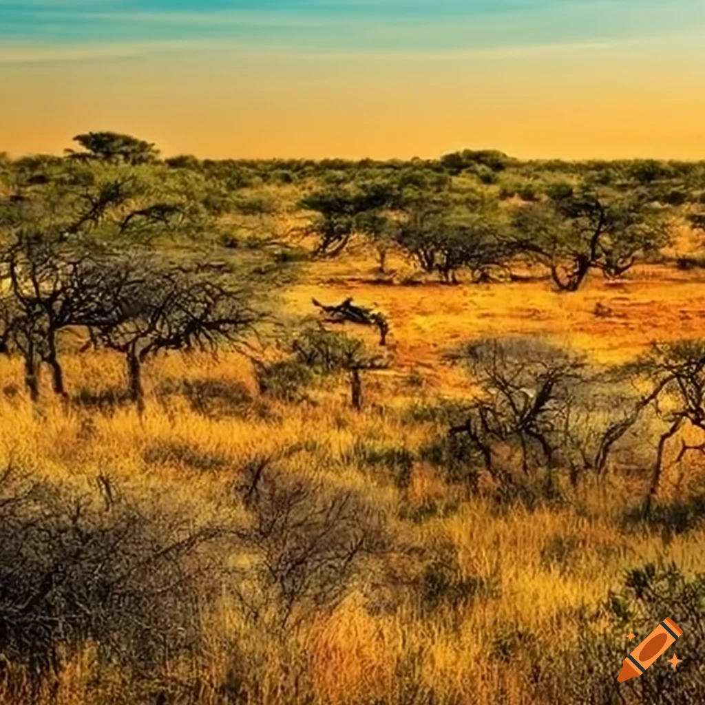 African wilderness savannah scrubland landscape on Craiyon
