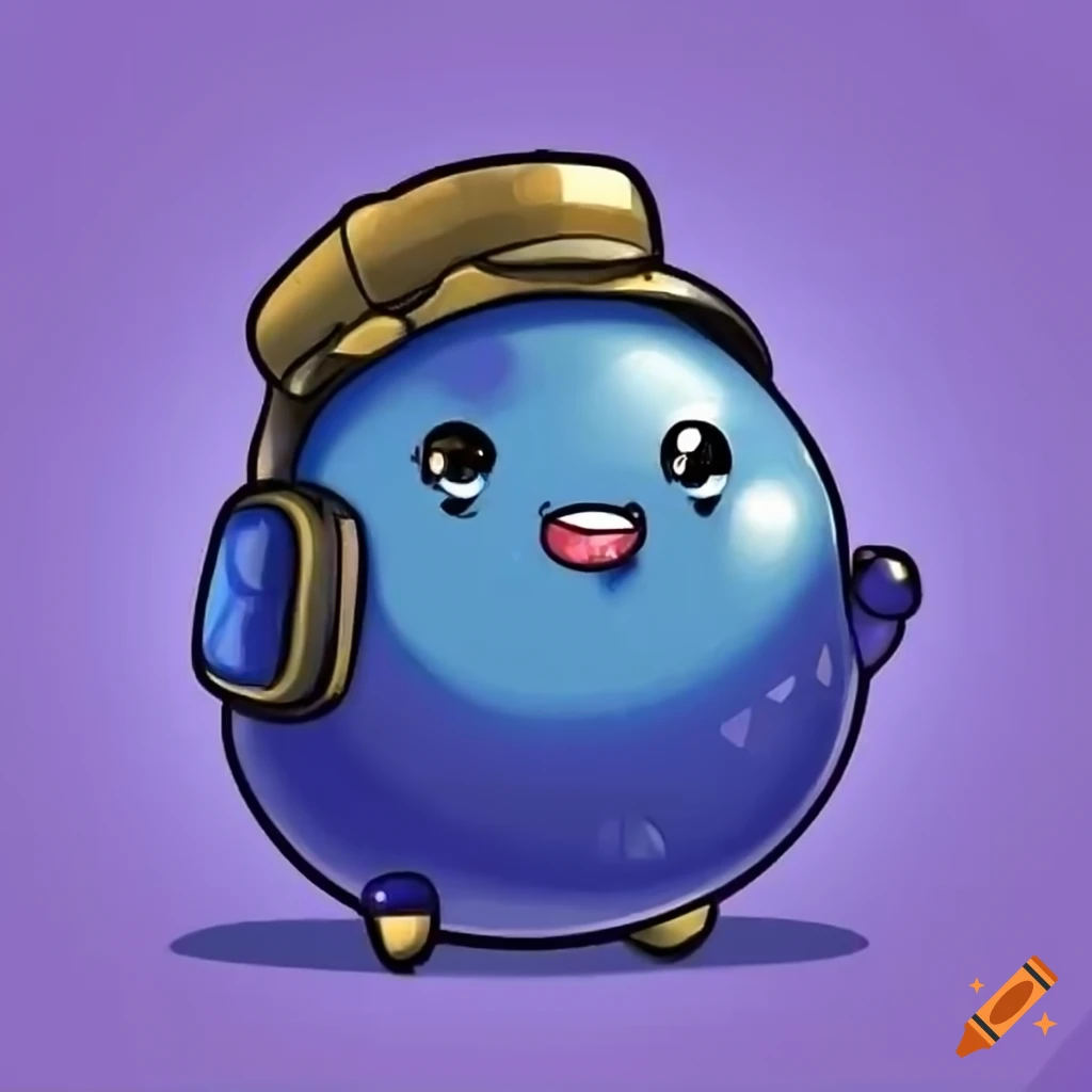 Cute chibi tech support character with a blueberry hat on Craiyon
