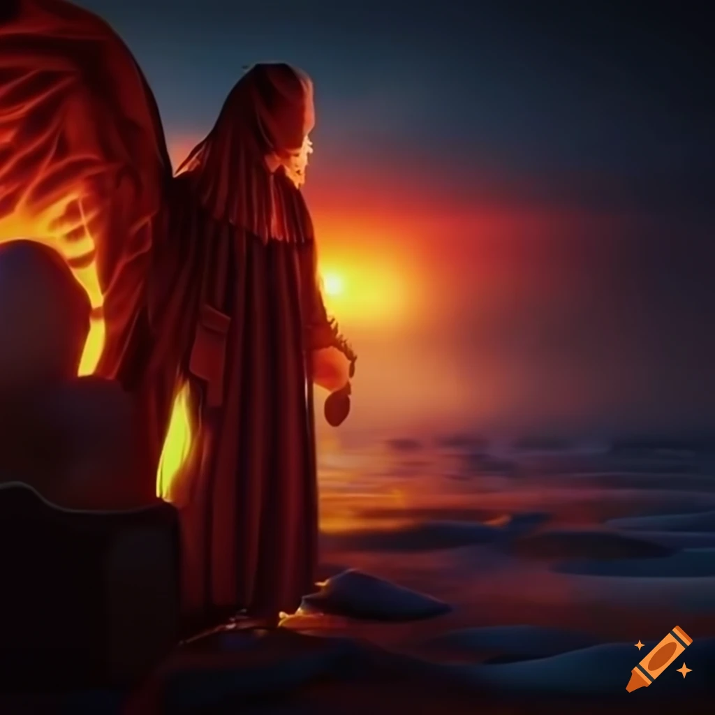 Neon-colored 3D depiction of a realistic Bible story on Craiyon