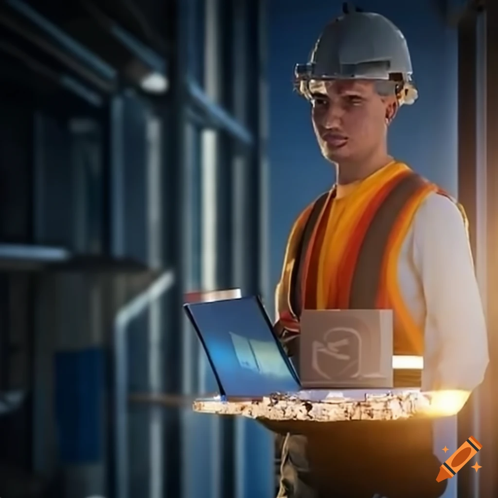 Foreman holding a sim card at a construction site on Craiyon