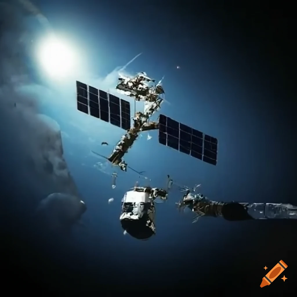 Iss flying through space debris on Craiyon