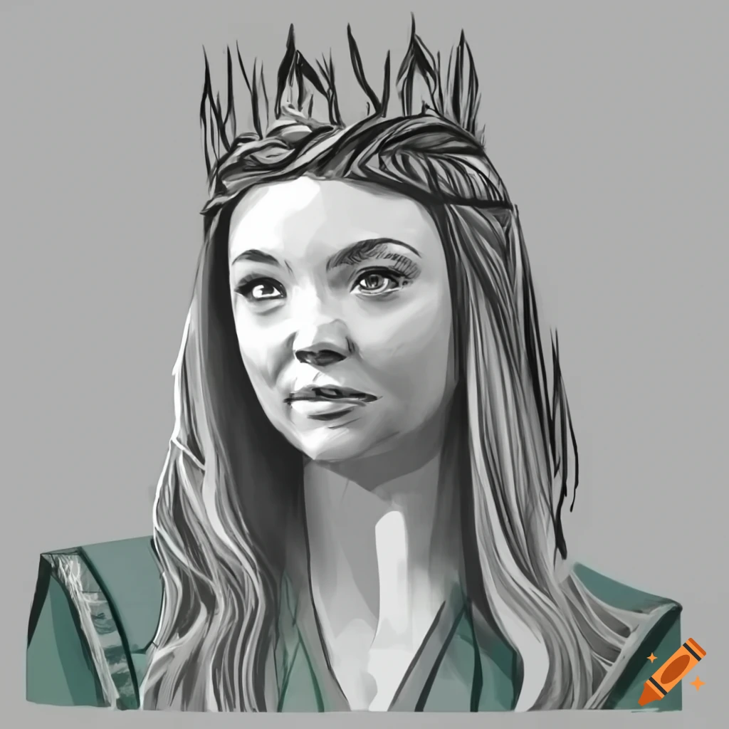 Black and white sketch of margaery tyrell on Craiyon