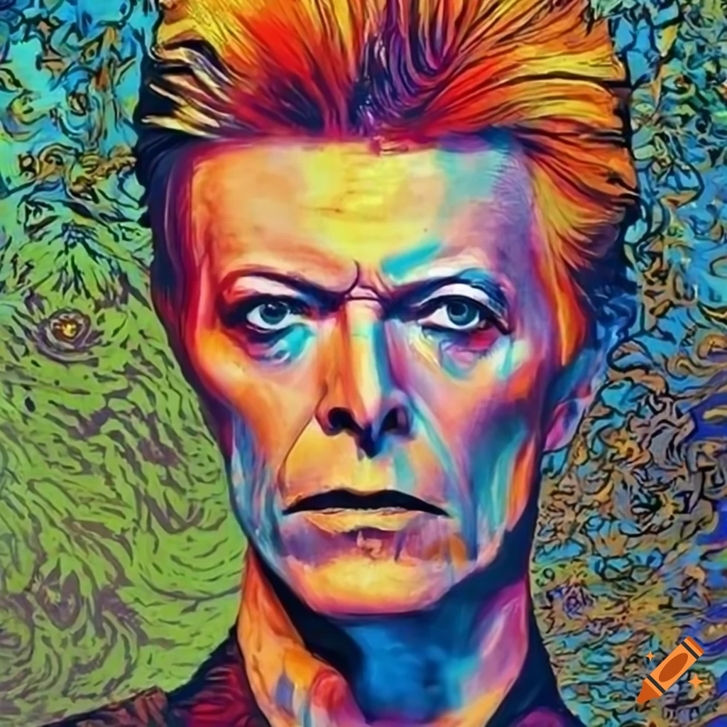 David bowie as ziggy stardust in a colorful van gogh style on Craiyon