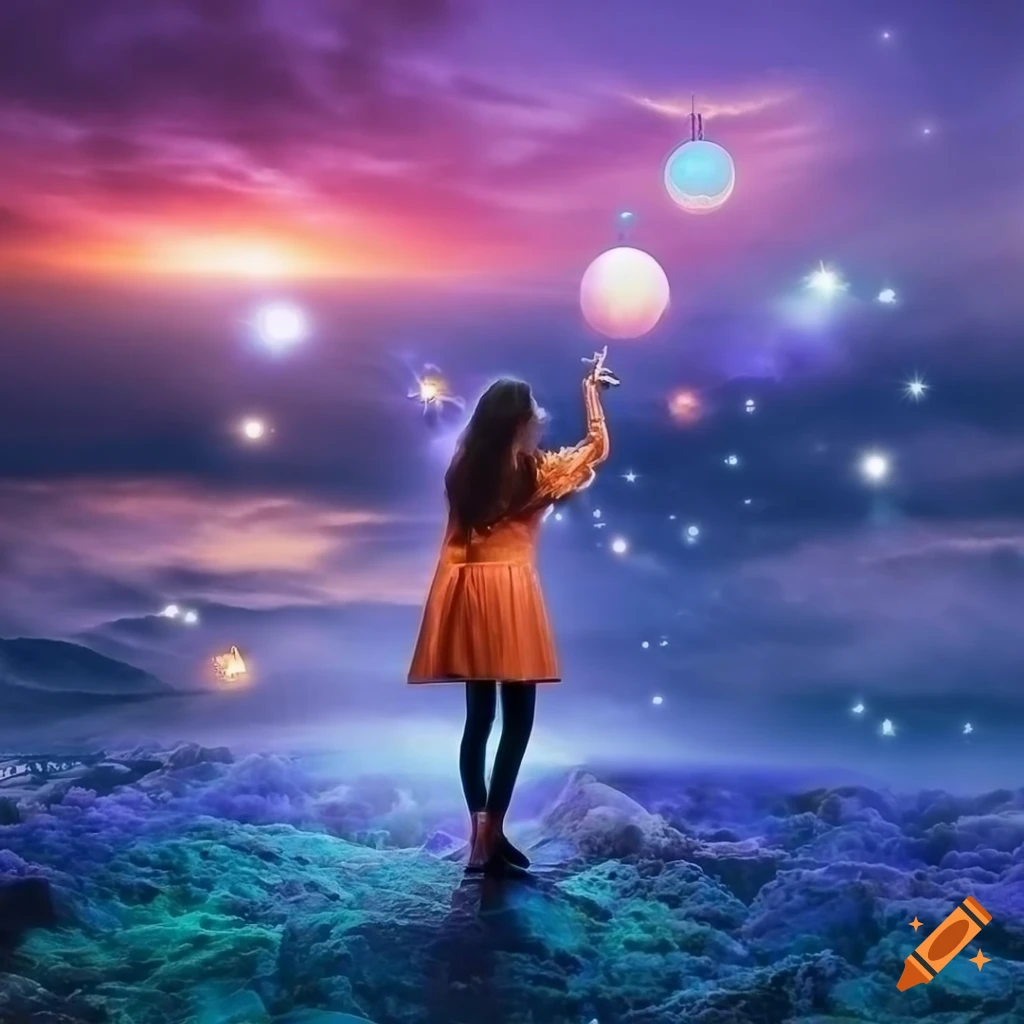 Enchanted woman with a treasure map in a dreamy, pastel-colored ...