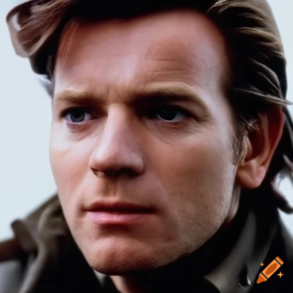 Close up of Ewan McGregor as old fashioned British aviator in adventure ...