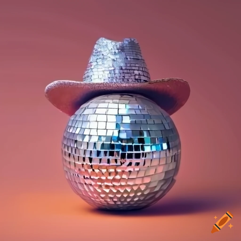 Mango disco ball with silver cowboy hat on transparent background on ...