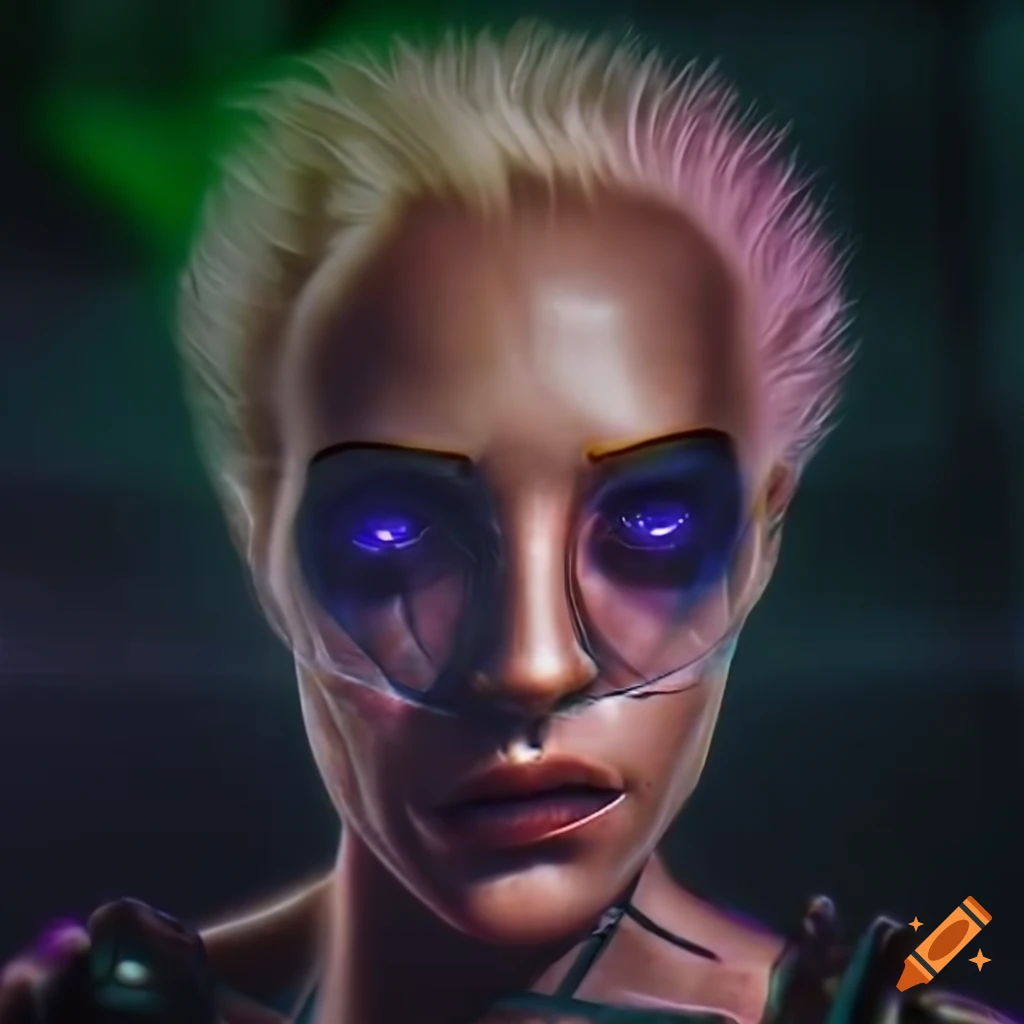 Intersection of Biopunk and Cyberpunk futuristic artwork on Craiyon