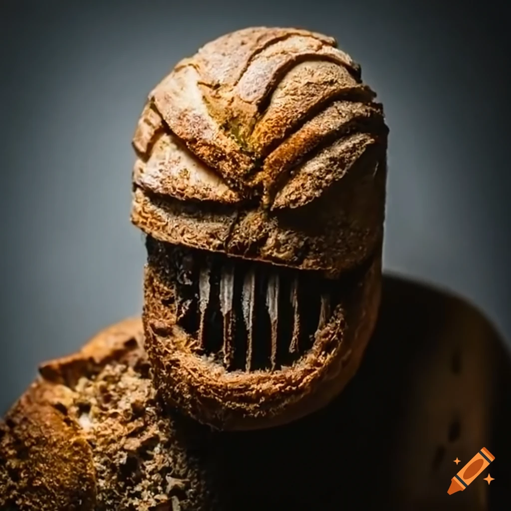 Creepy golem monster made of bread on Craiyon