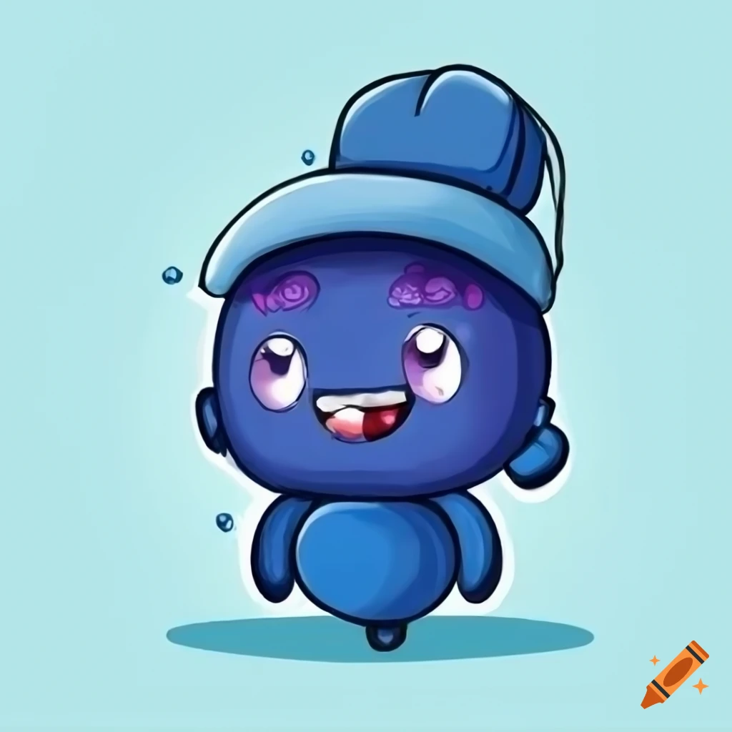 Blueberry chibi character with a hat on Craiyon
