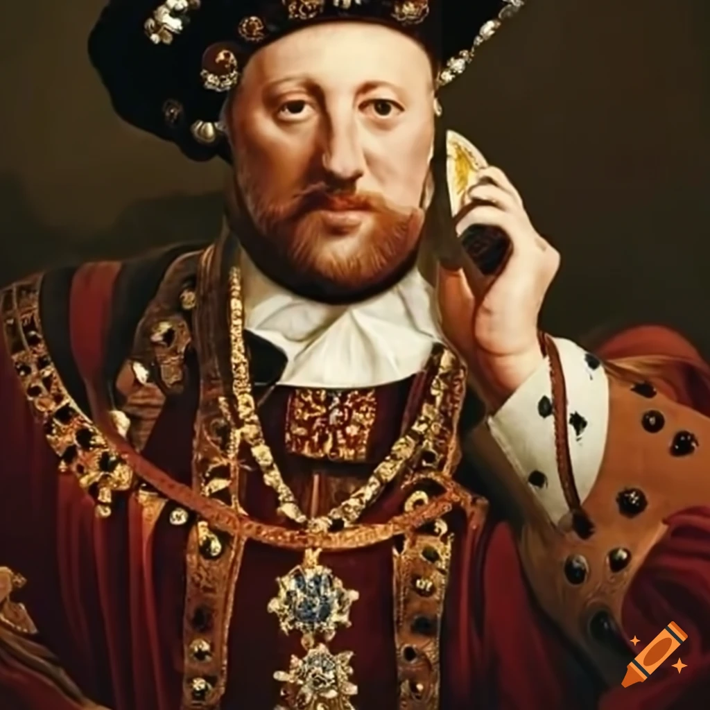 King henry viii using a cellphone on Craiyon