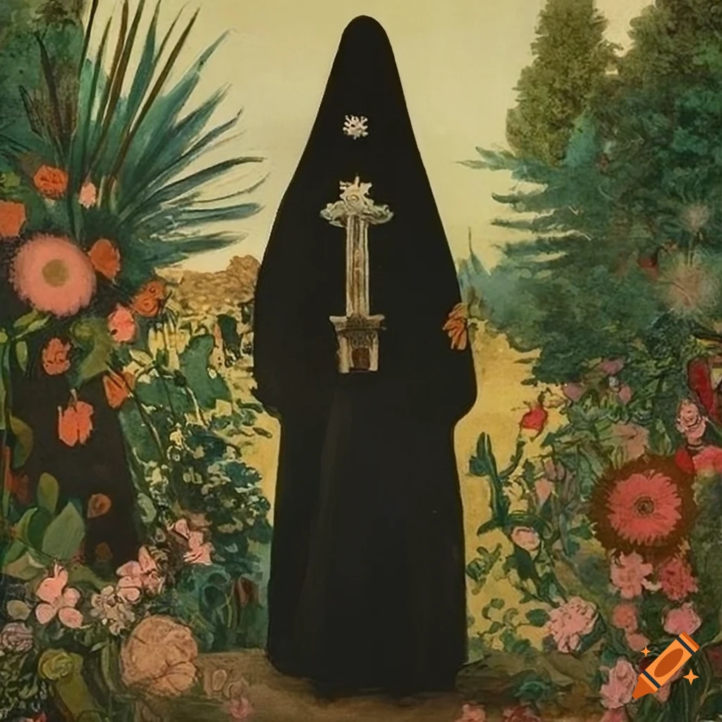 Fine art illustration of catholic penitents from seville in christian ...