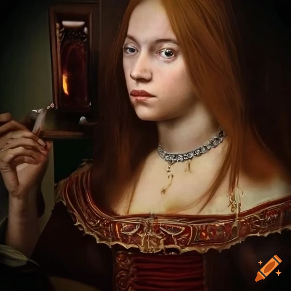 Renaissance portrait with extreme hyper realistic detail and closeup on ...