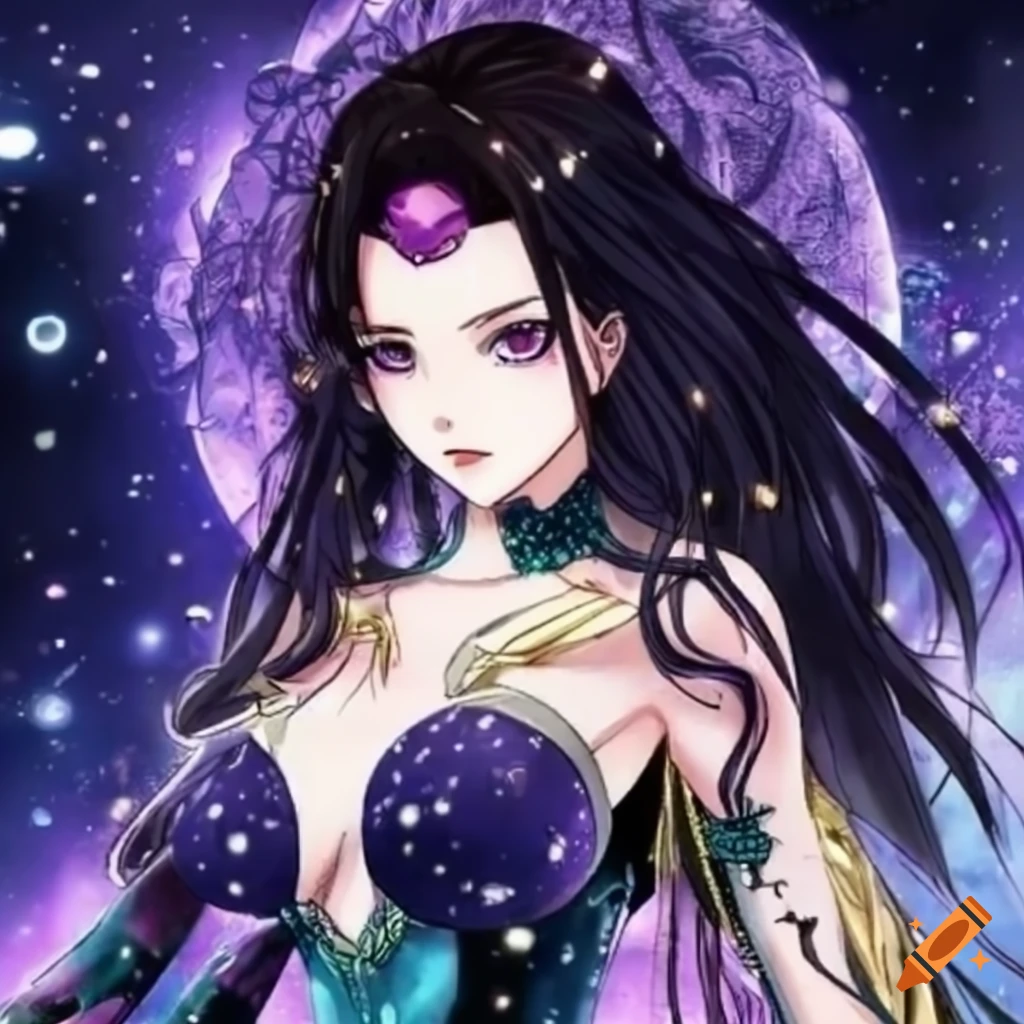 Beautiful goddess creating the universe in manga style on Craiyon