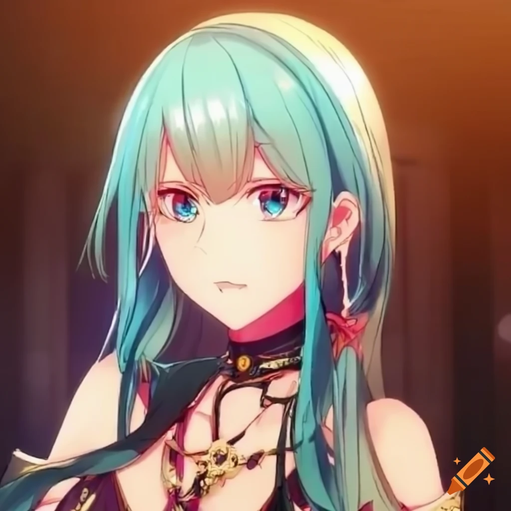 Japanese anime illustration of a graceful woman waiting for a ...