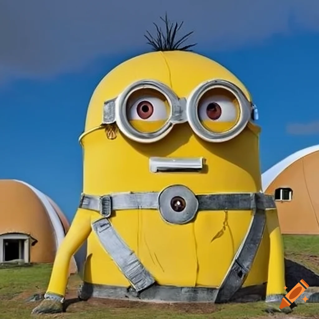 Whimsical yellow minion-shaped dome house on Craiyon