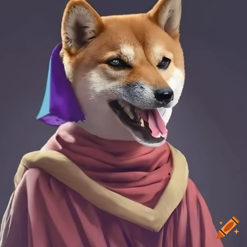 Shiba inu dressed as a wizard casting a spell on Craiyon