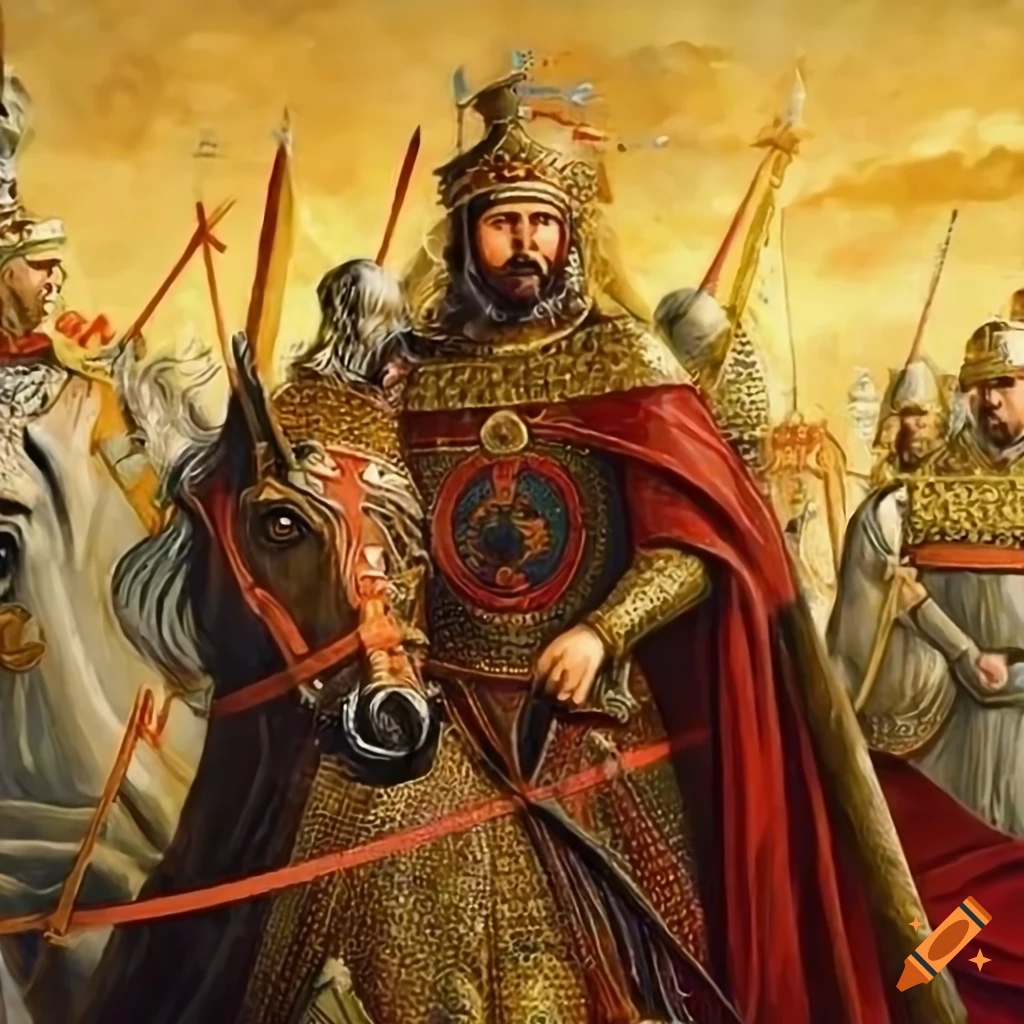 Historical painting of the King of Rus entering a conquered city on ...
