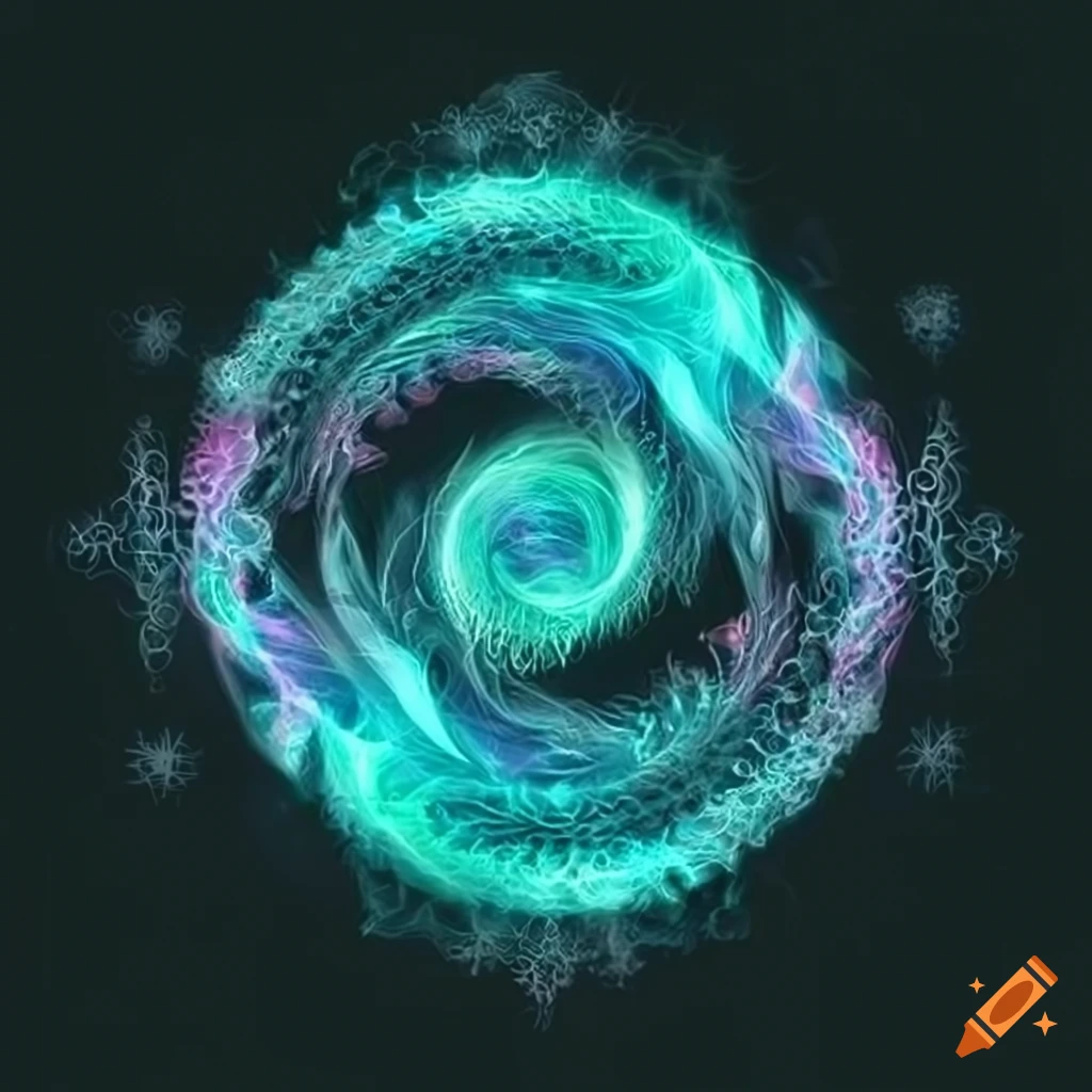 Stylized intricate rune with intertwining ethereal symbols in a logo ...