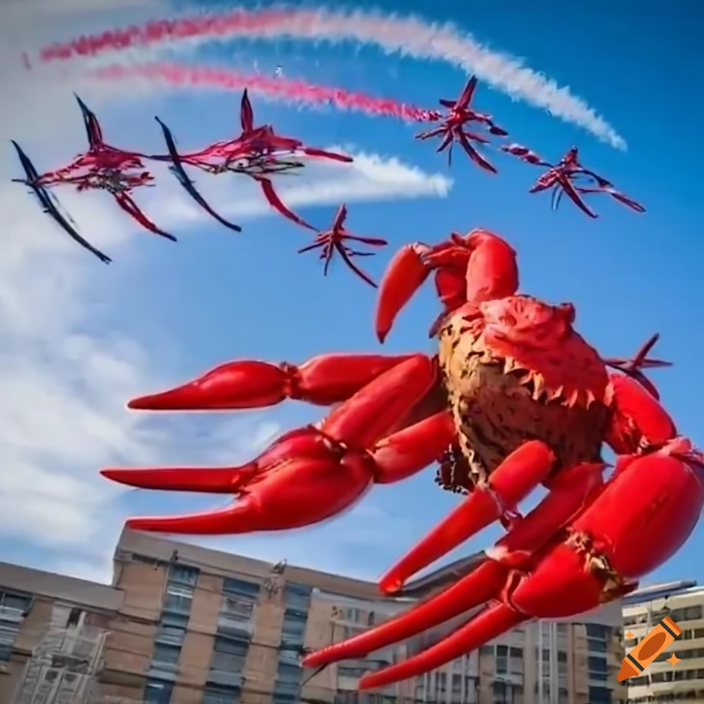 Thumbnail of a talking humanoid giant crab in calgary with red circle ...