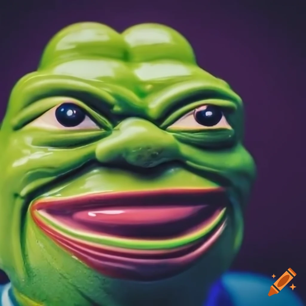 Pepe face ceramic coffee mug in macro photograph on Craiyon