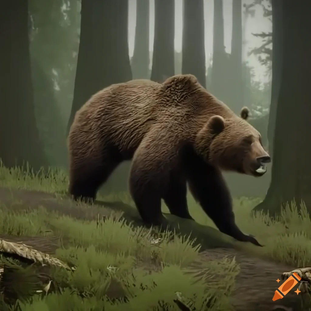Bear in a forest in slovakia rendered with unreal engine 5 on Craiyon