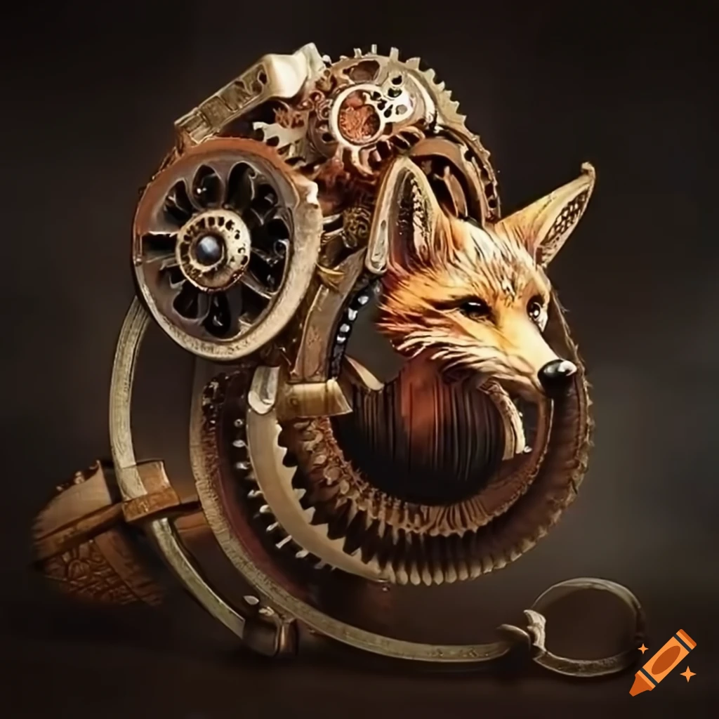 Steampunk fox with mechanical parts on Craiyon