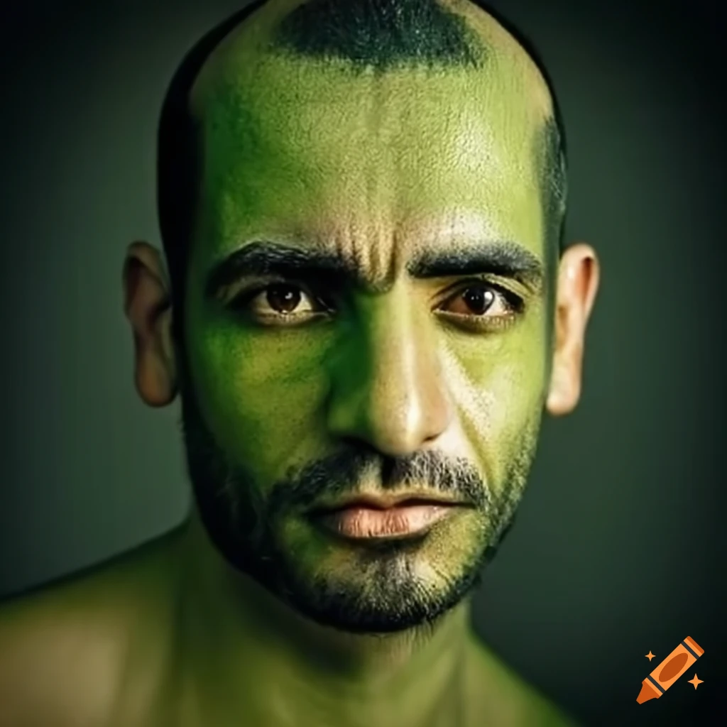 Middle eastern man with deep green skin on Craiyon