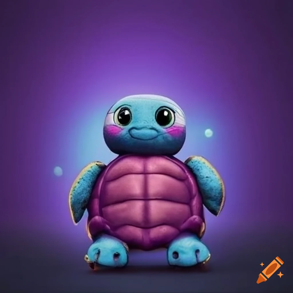 Cute purple toy turtle on movie poster on Craiyon