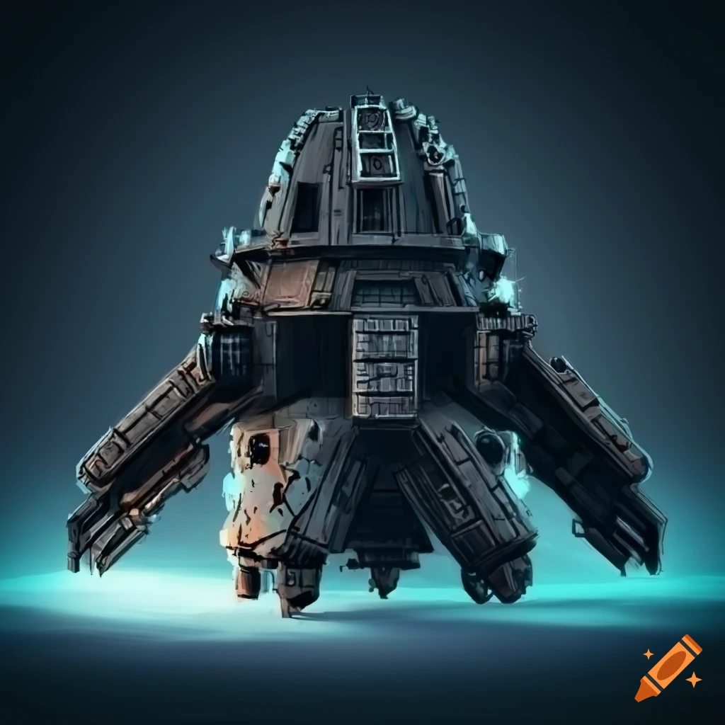 Small dark industrial spaceship on Craiyon