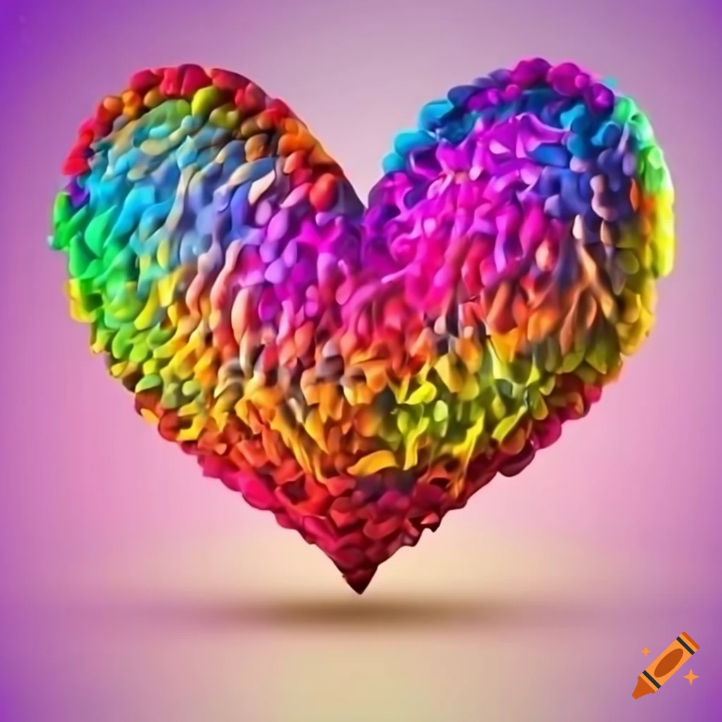 Bright colored heart on Craiyon