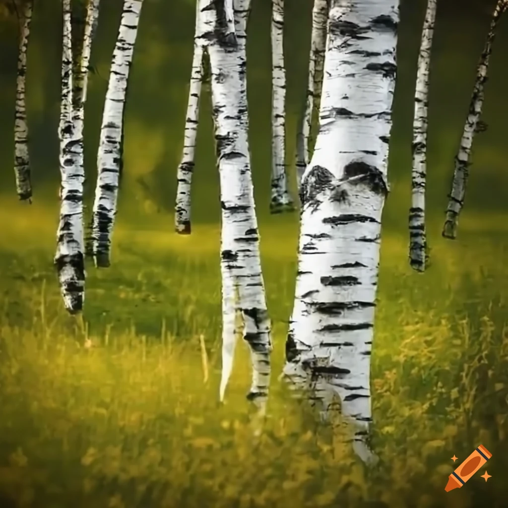 Beautiful silver birch trees on a summer day on Craiyon