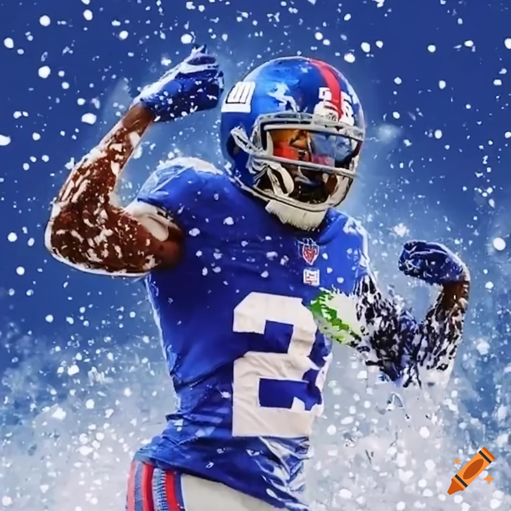 NFL Winter New York Giants throwback jerseys with snow and Odell ...
