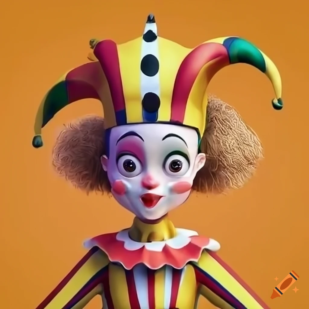 Elegant harlequin performing a cartoon character routine on Craiyon