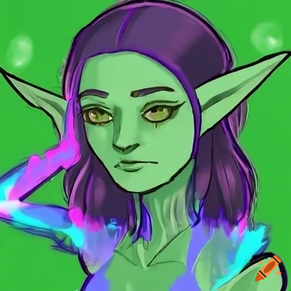 Chibi goblin version of pink and green cortana hologram on Craiyon