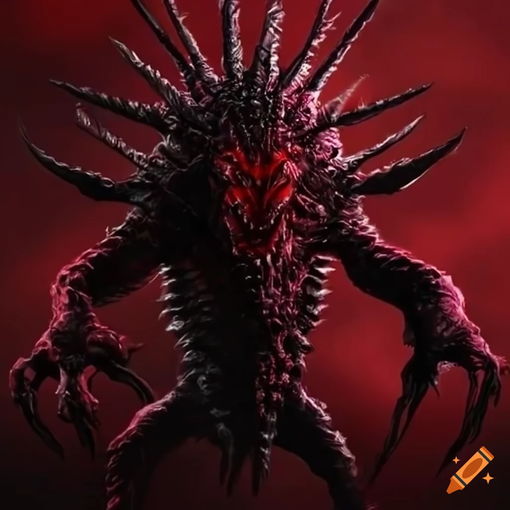 Dark red creature covered in spikes on Craiyon