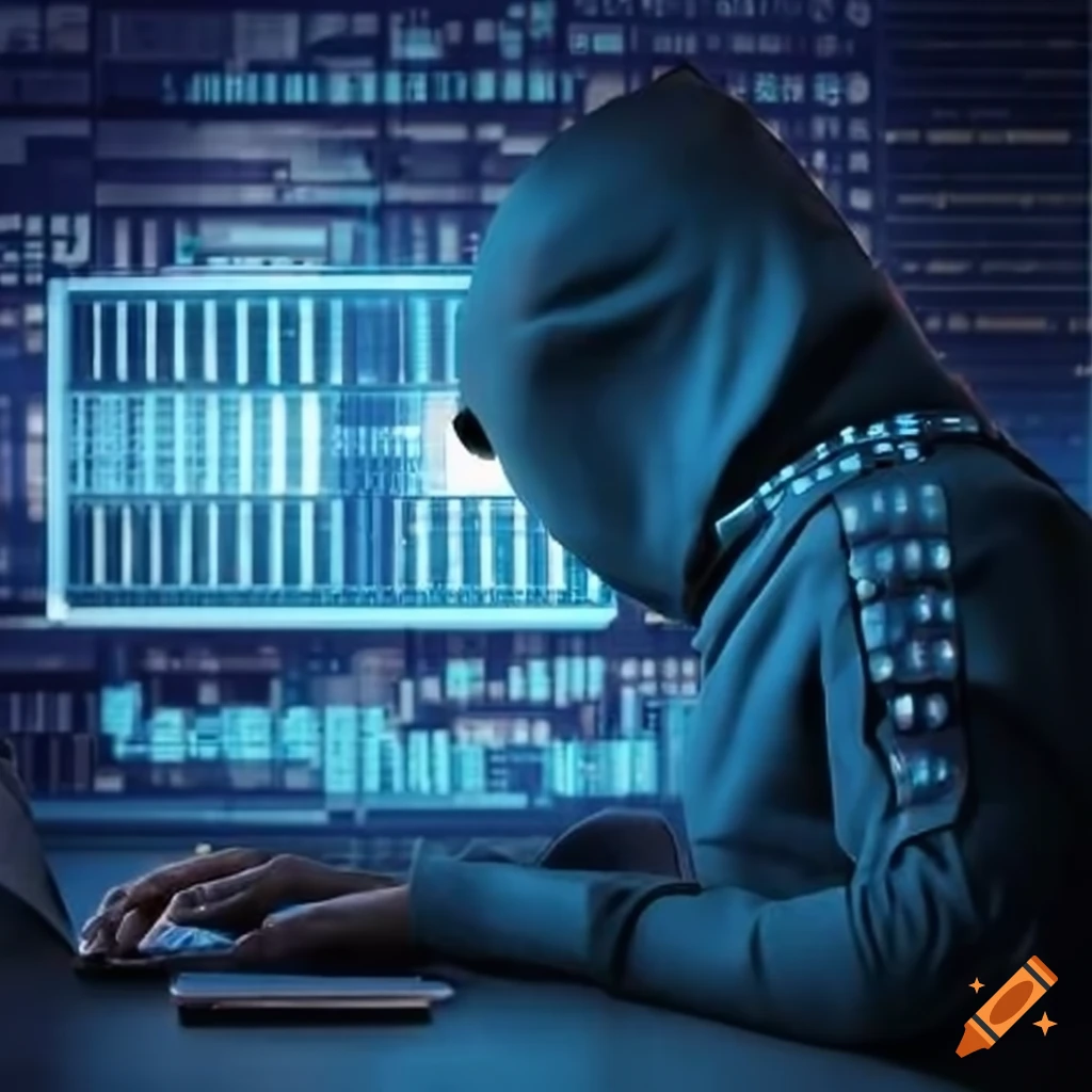 Cyber security expert using tools to prevent cyber attacks on Craiyon