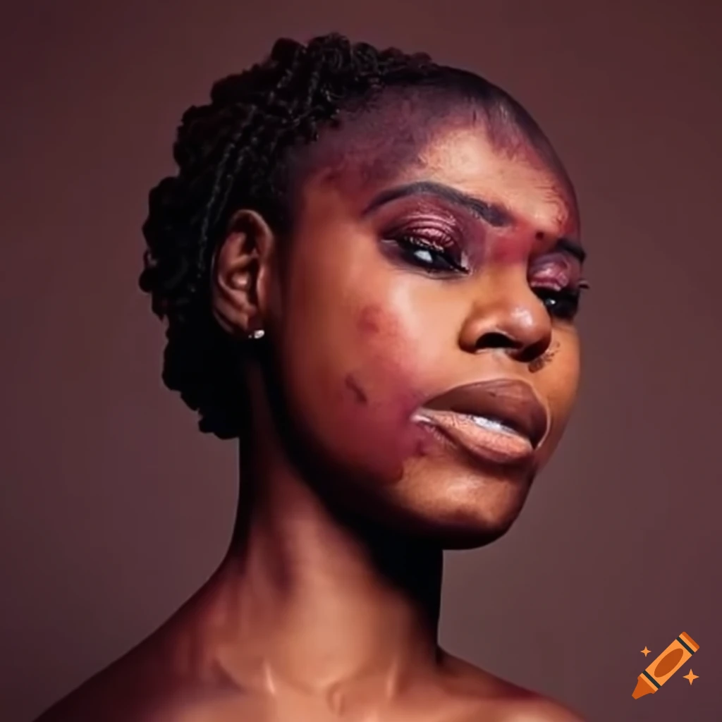 Woman fighter with bruised face and dizzy expression on Craiyon