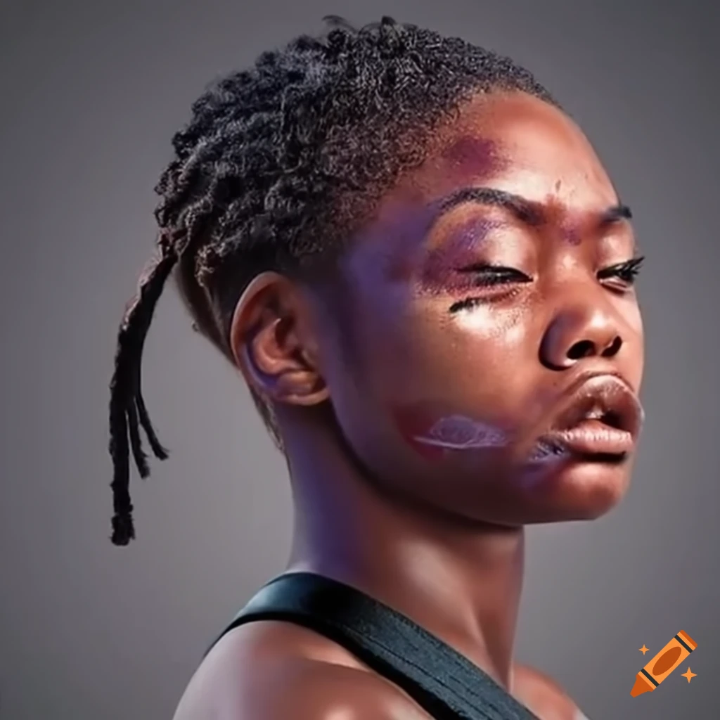 Young woman martial artist with dazed expression on Craiyon