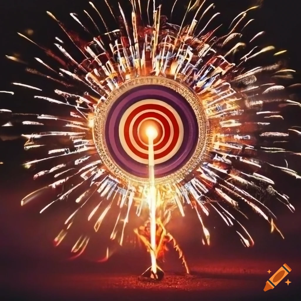 Arrow hitting a target with fireworks, symbolizing celebration on Craiyon