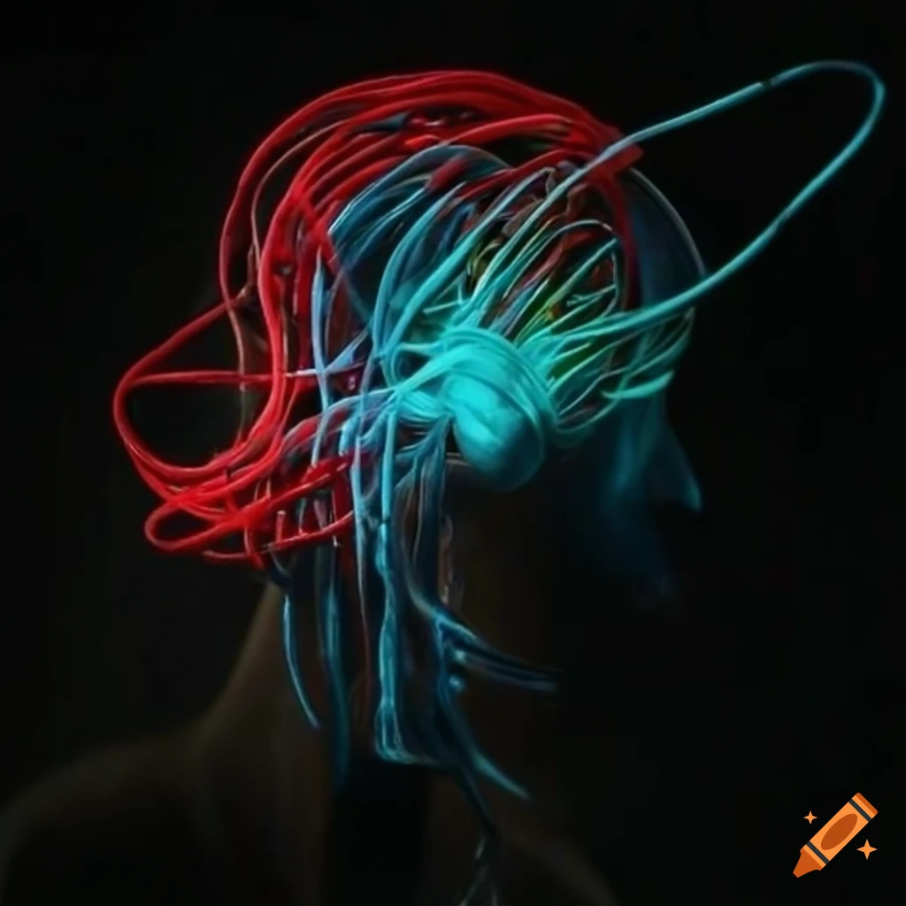 Person with wires coming out of head on Craiyon