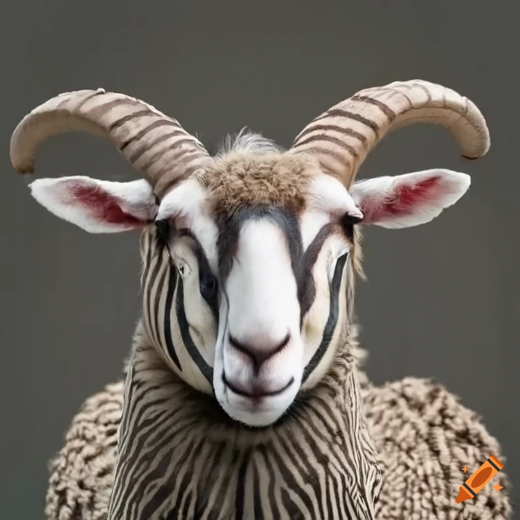 Zebra sheep hybrid with thick striped wool on Craiyon