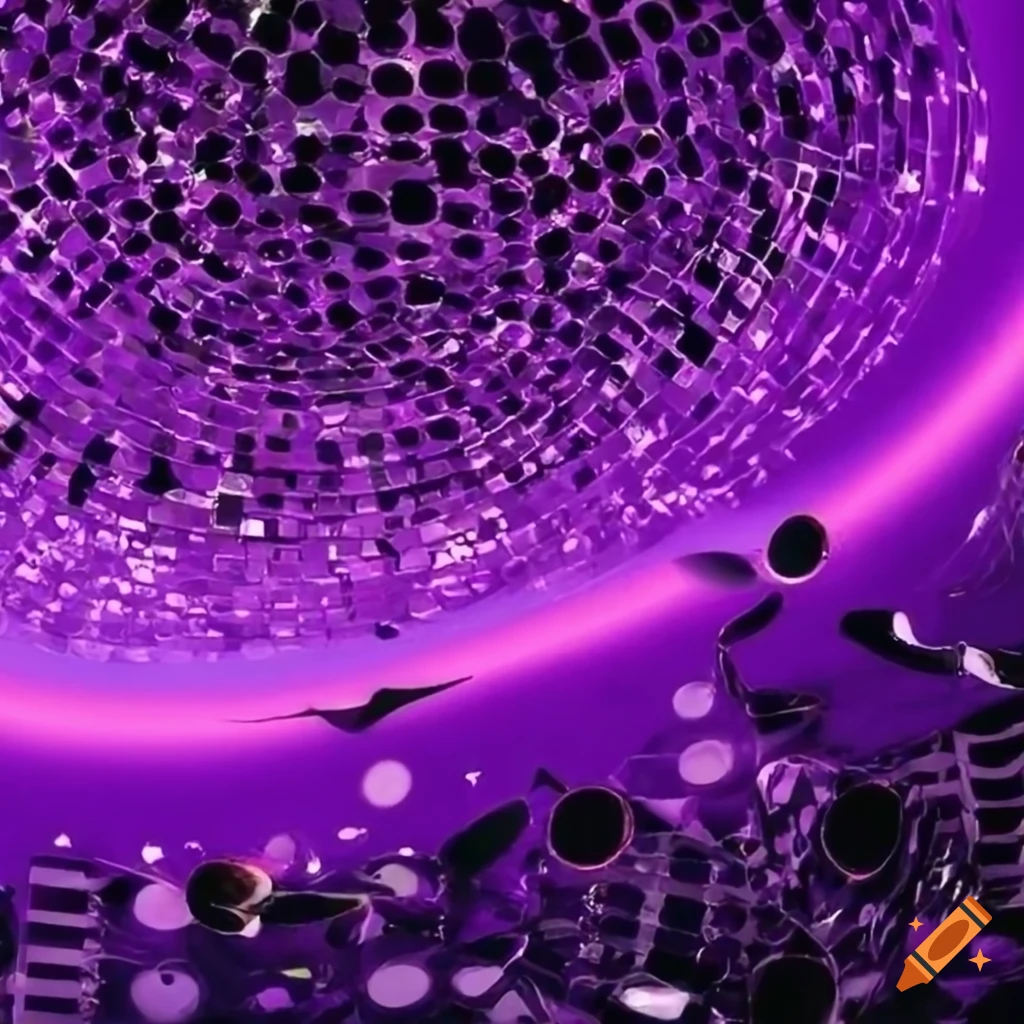 Multiple discs falling with a purple disco club in the background on ...