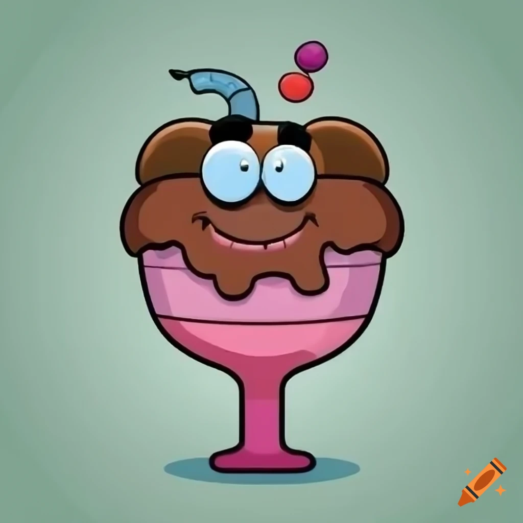 Smiling cartoon sundae on Craiyon