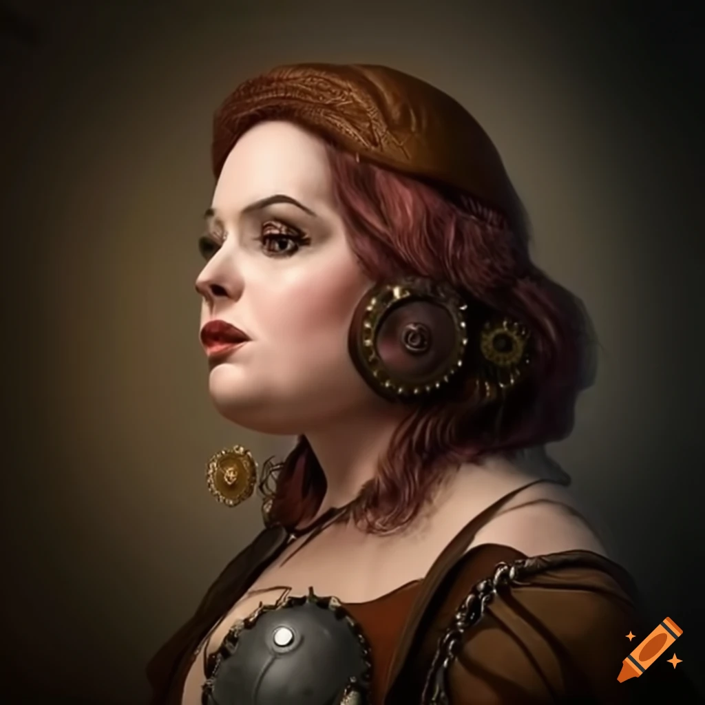Steampunk woman profile on a cargo on Craiyon