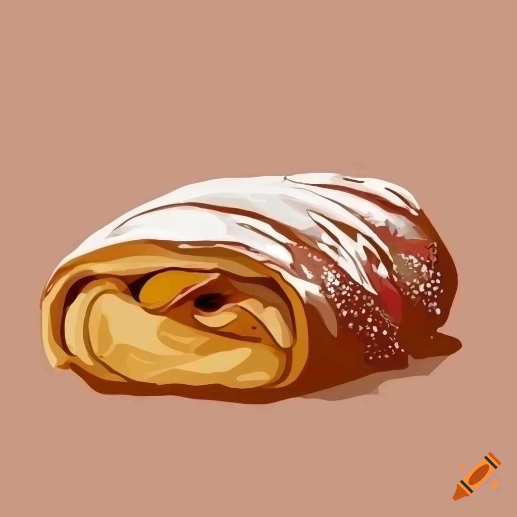Apple strudel clipart with solid background on Craiyon