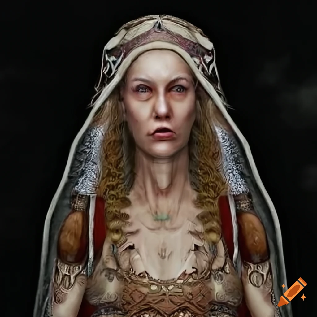 Front facing closeup of a hyper realistic Norse Celtic woman on Craiyon