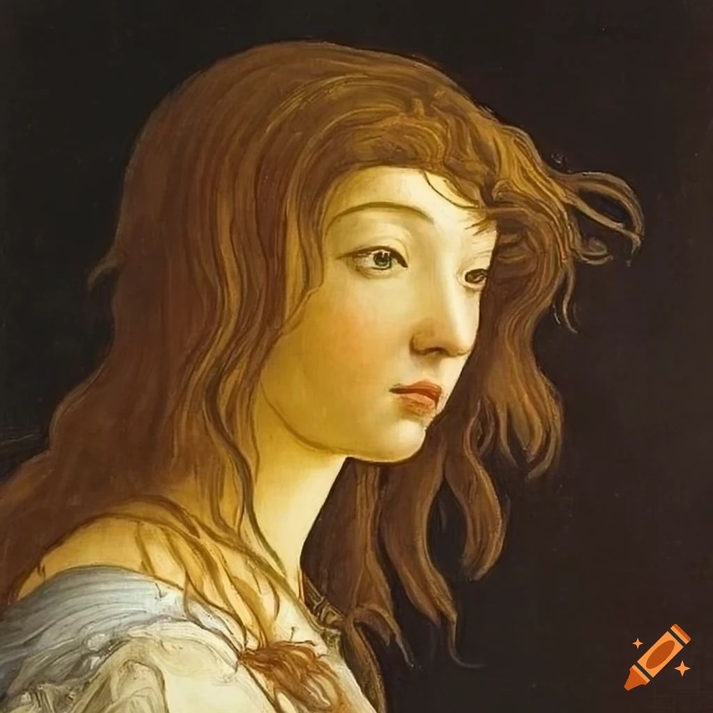 Full Body View Of A Group Of Pre Raphaelite Young Ladies With Long Hair In The Style Of Cuno